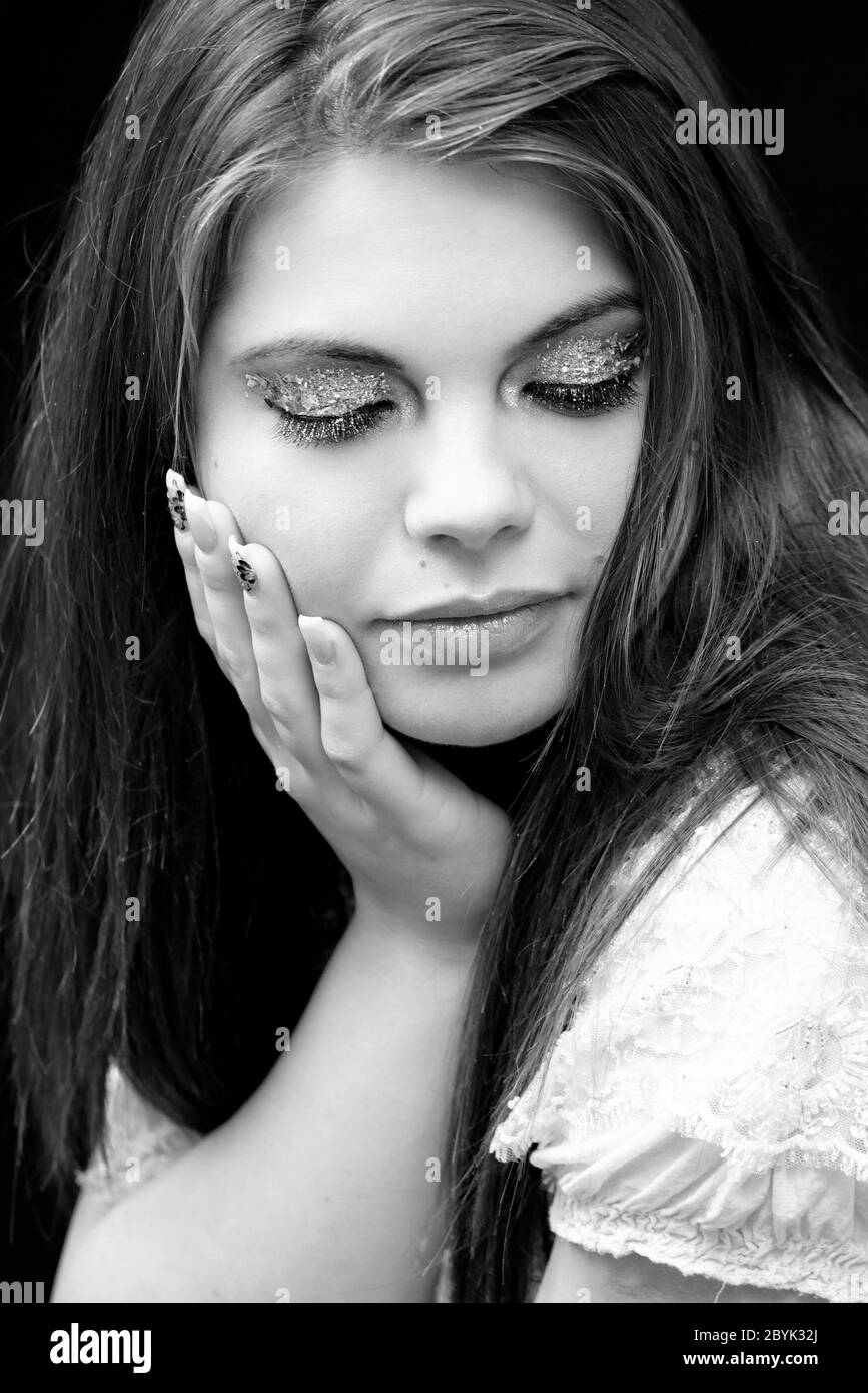 Portrait woman model studio smiling hi-res stock photography and images ...