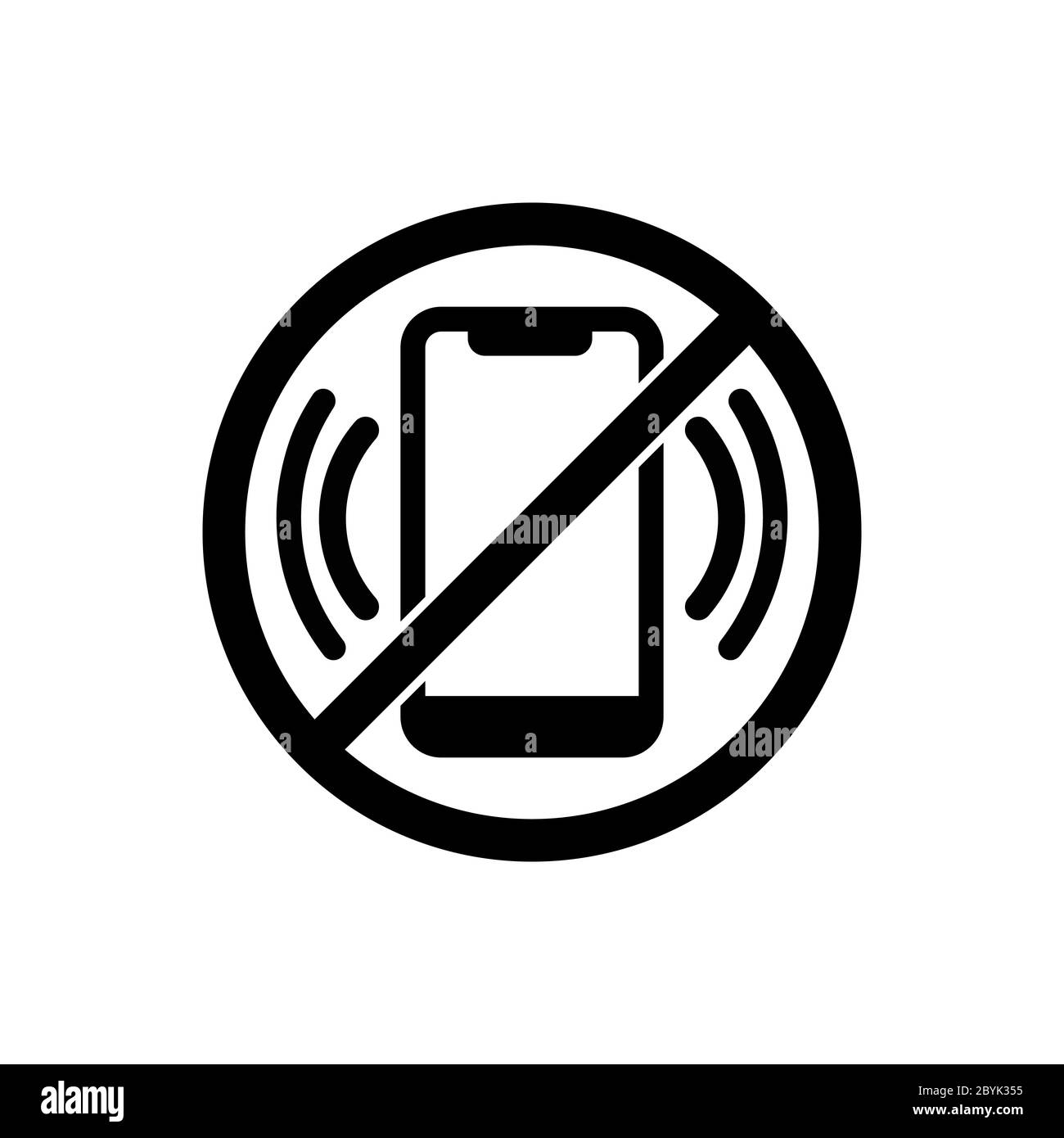 No cell phone icon in black. Forbidden symbol simple on isolated ...