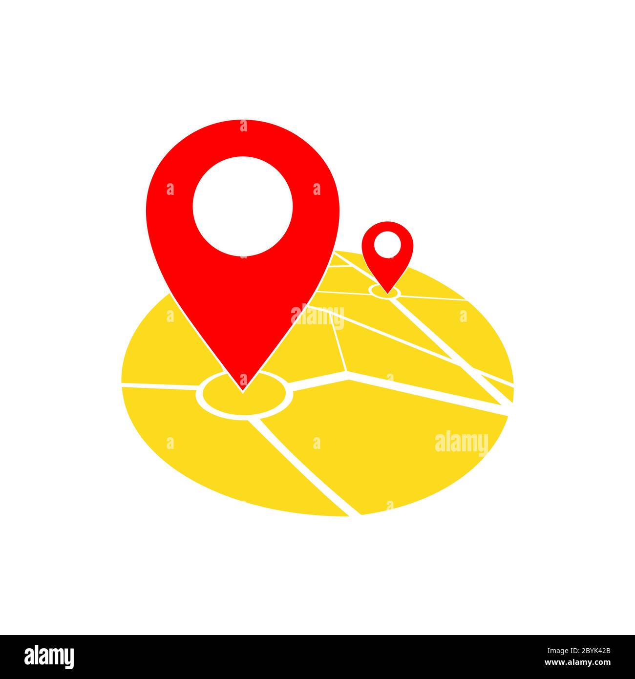 Map location, pointer, geo pin icon in red and yellow or geolocation, gps navigator, on isolated ...