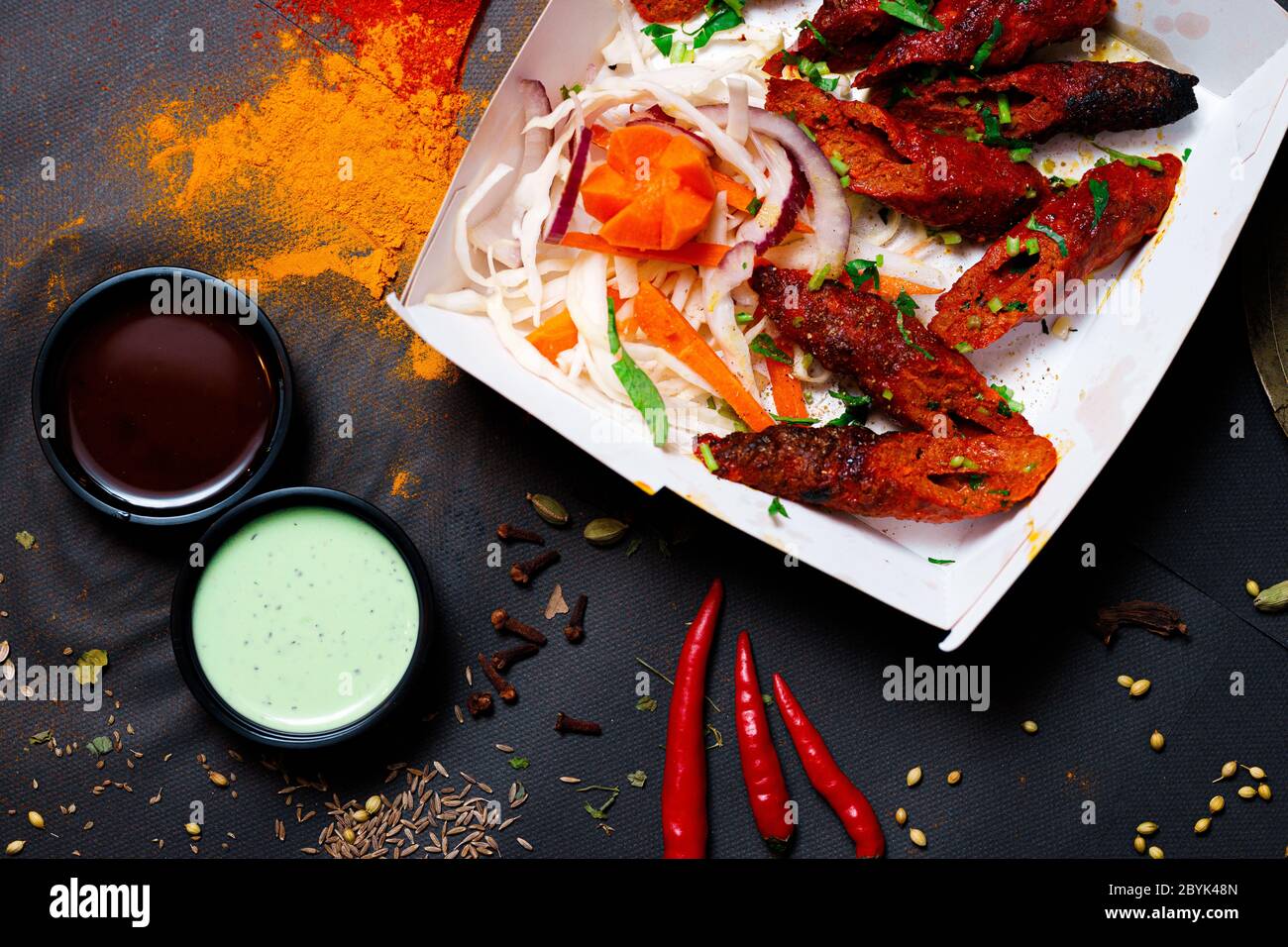 Indian food and spicy spices, stylish photos for the menu Stock Photo ...