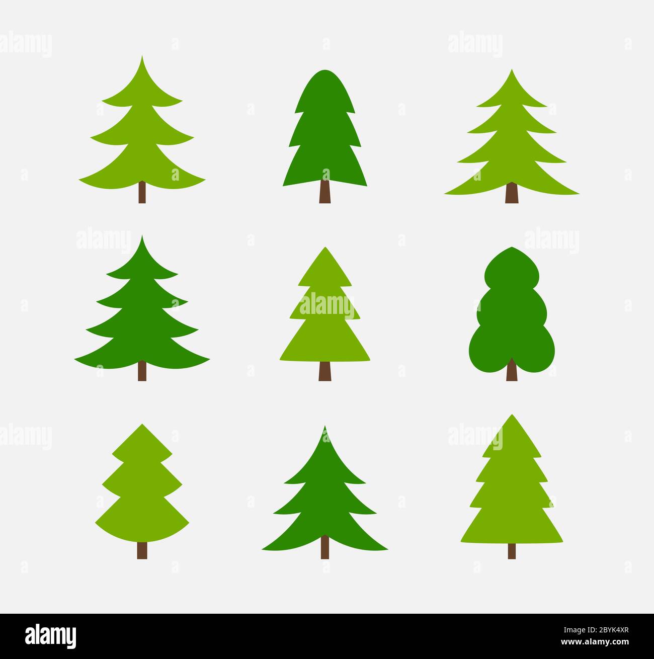 Christmas trees simple icons collection. Vector illustration. Flat ...