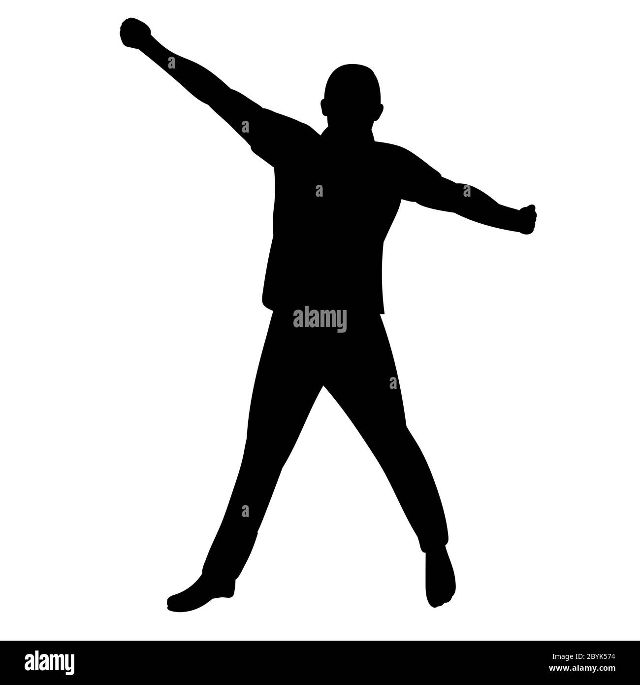 vector, on a white background, black silhouette of a man jumping Stock ...