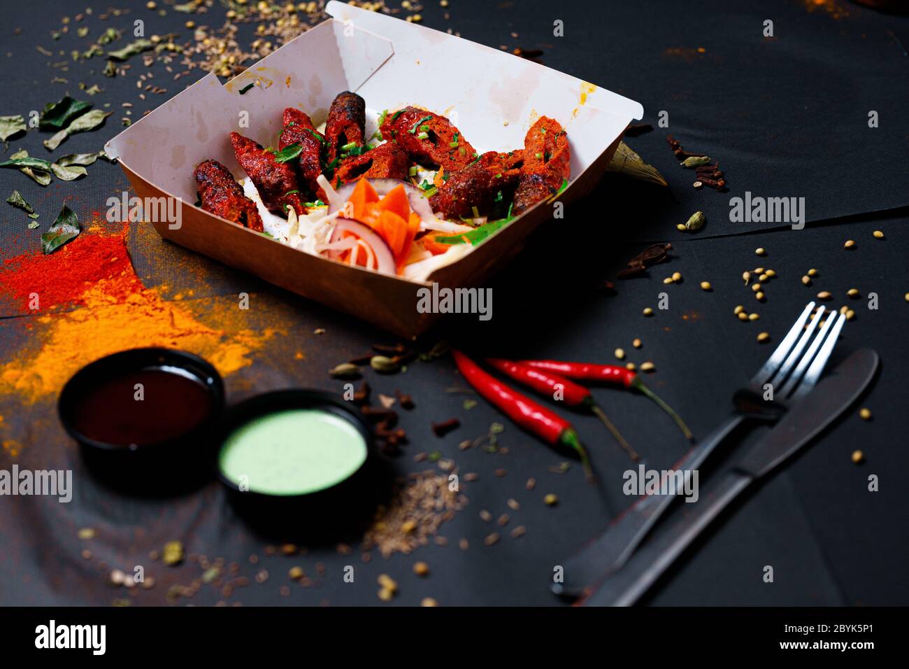 Indian food and spicy spices, stylish photos for the menu Stock Photo ...
