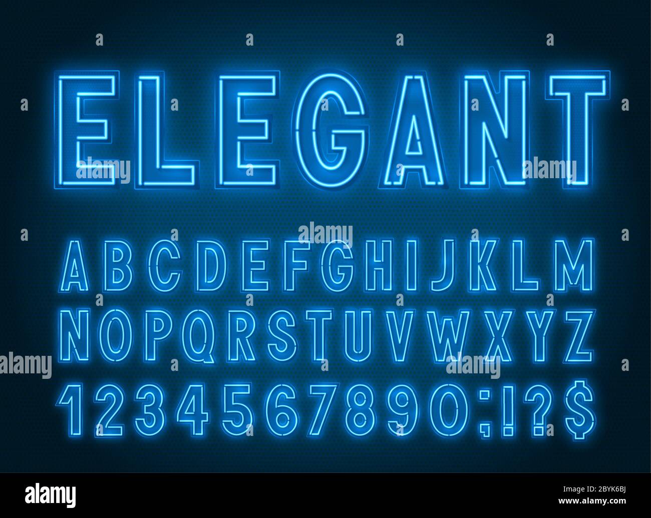 Neon elegant blue font, light alphabet with numbers Stock Vector Image ...