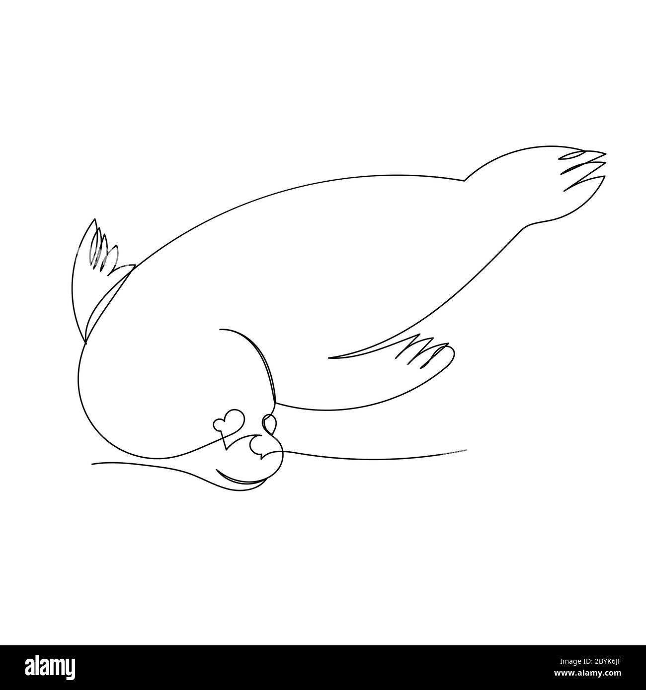 vector, isolated, single line drawing continuous, seal Stock Vector ...