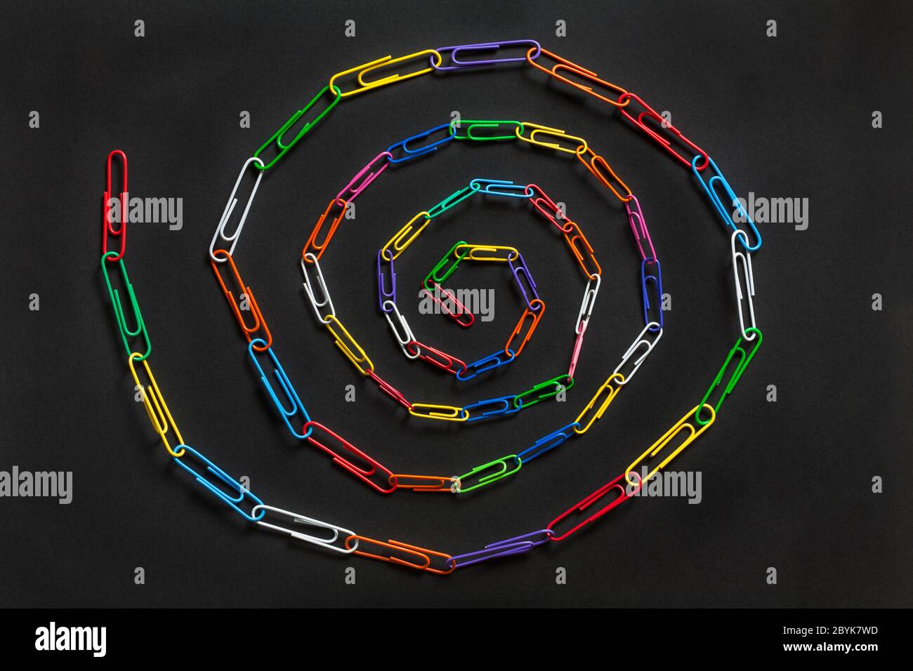 Paperclip chain spiral, Paperclips chain spiral, isolated on black ...