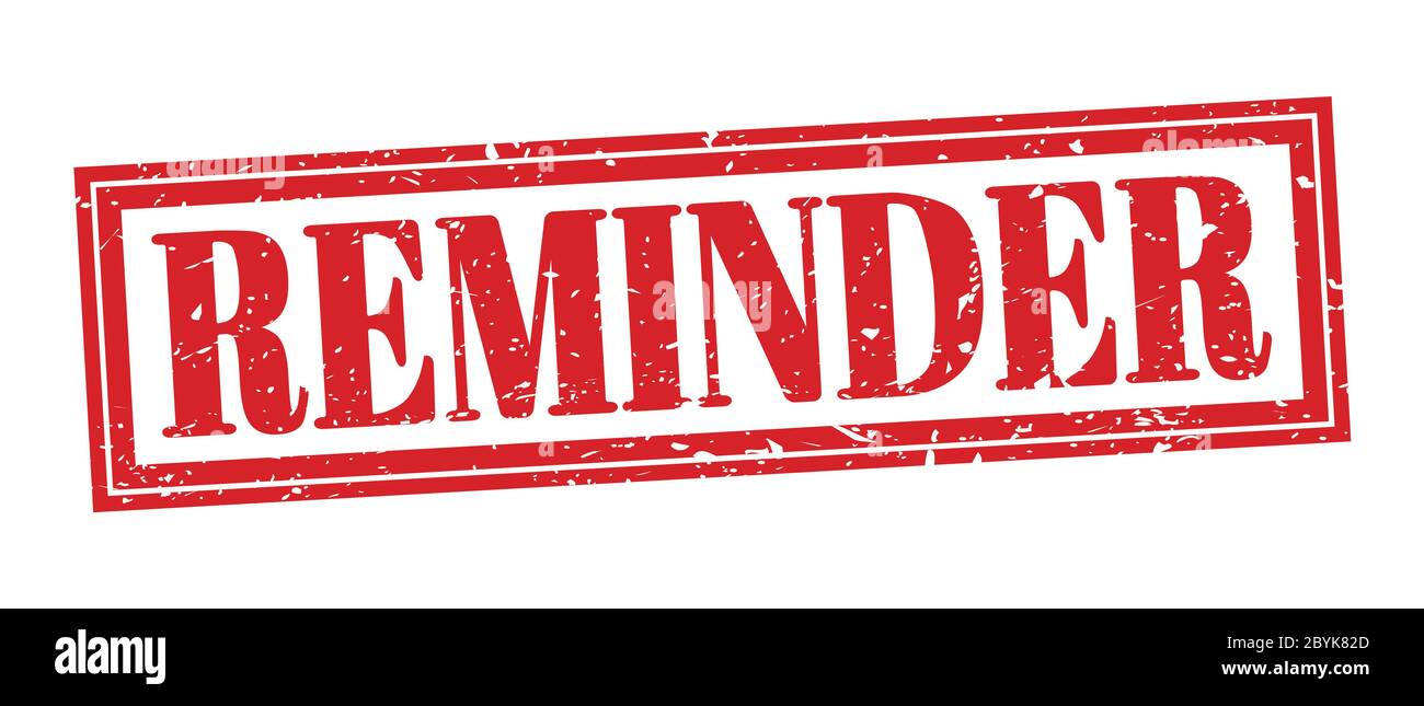 REMINDER red grungy stamp Stock Photo - Alamy