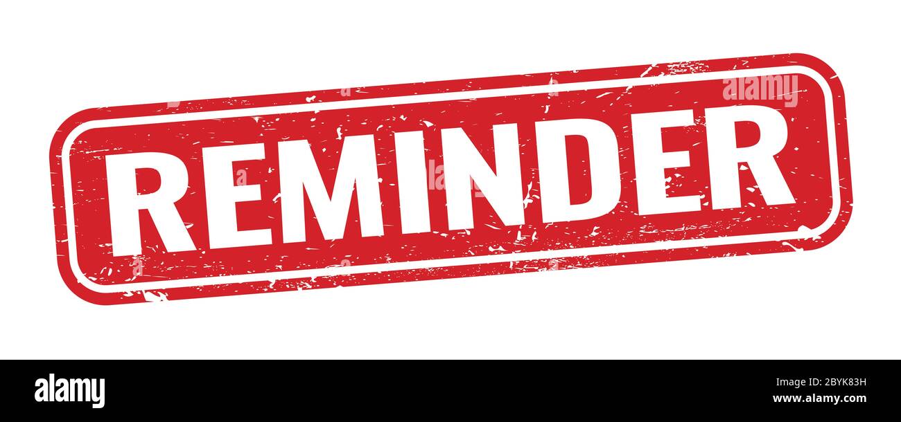 REMINDER red rectangle stamp Stock Photo - Alamy