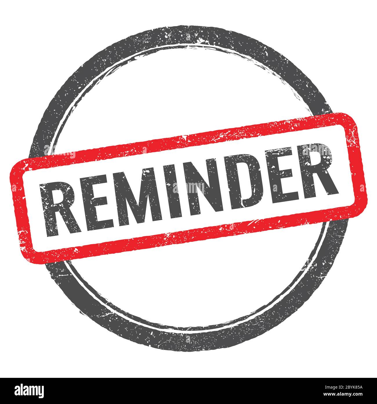 REMINDER red black round stamp Stock Photo - Alamy