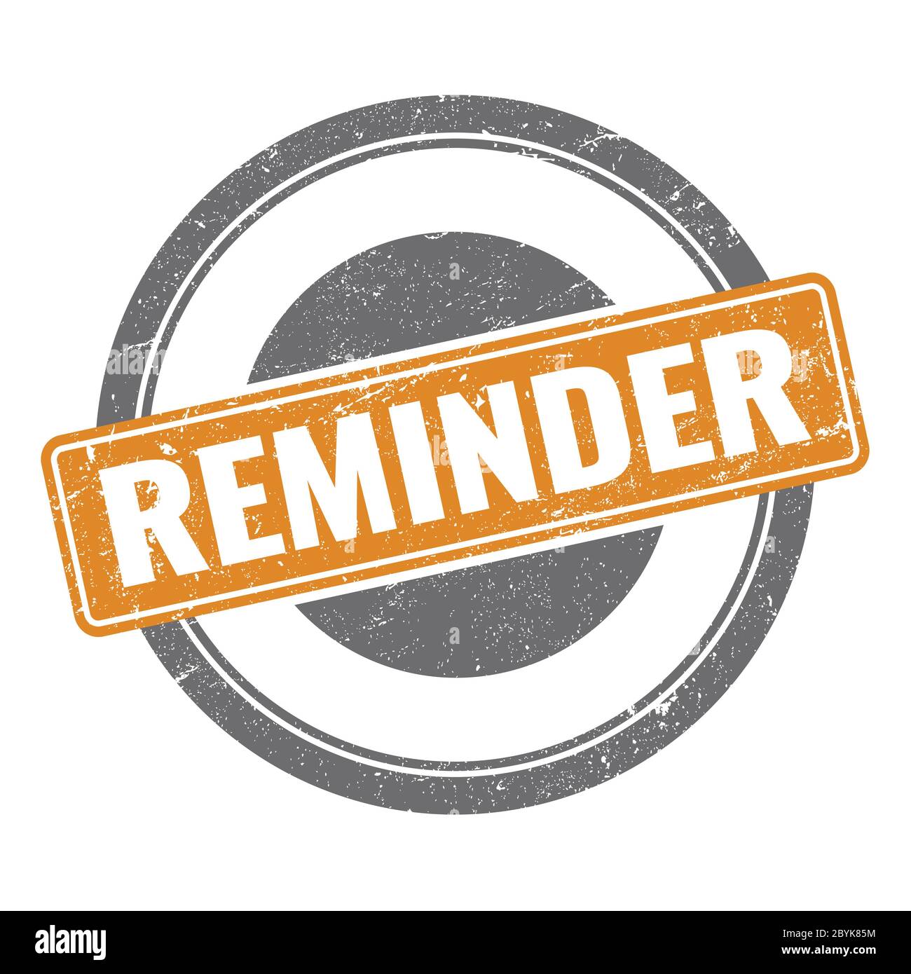 REMINDER black orange round stamp Stock Photo - Alamy