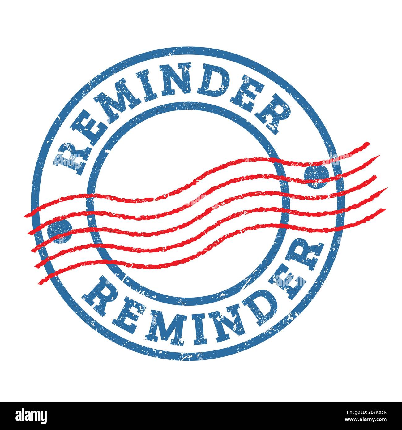 REMINDER blue red round stamp Stock Photo - Alamy