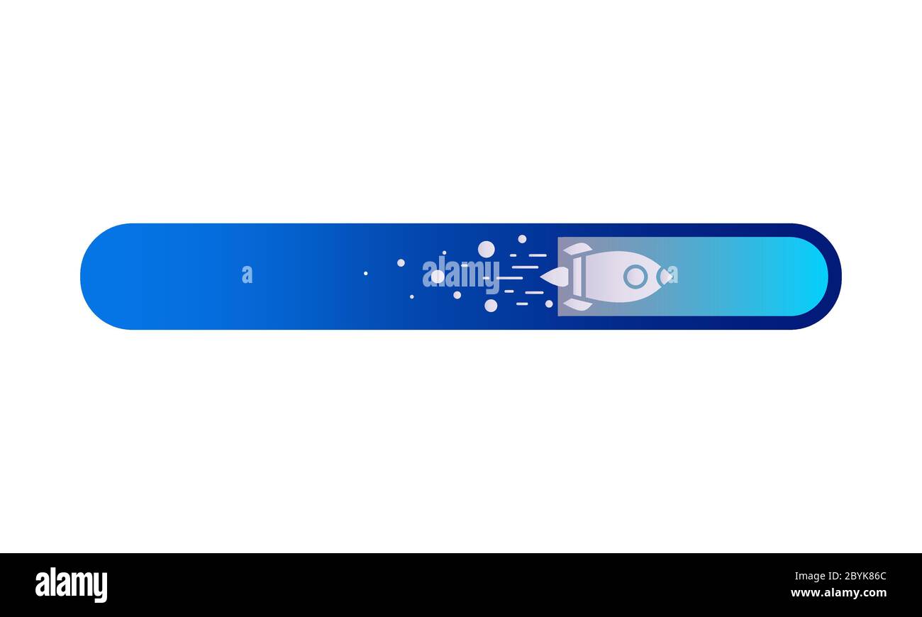 Loading bar with a rocket or spaceship icon flat vector logo design ...