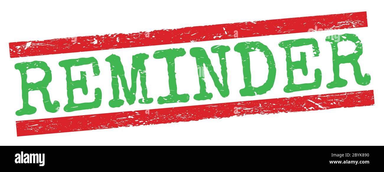 REMINDER red green stamp Stock Photo - Alamy