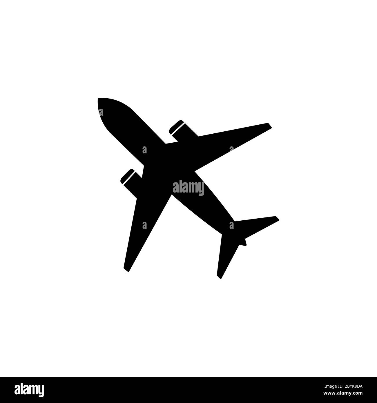 Aircraft, plane icon in black simple design on an isolated background ...