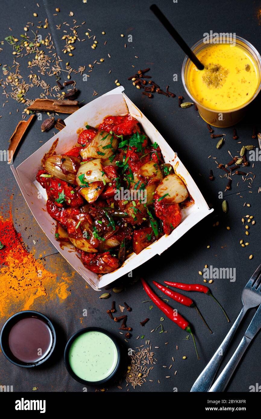 Indian food and spicy spices, stylish photos for the menu Stock Photo ...