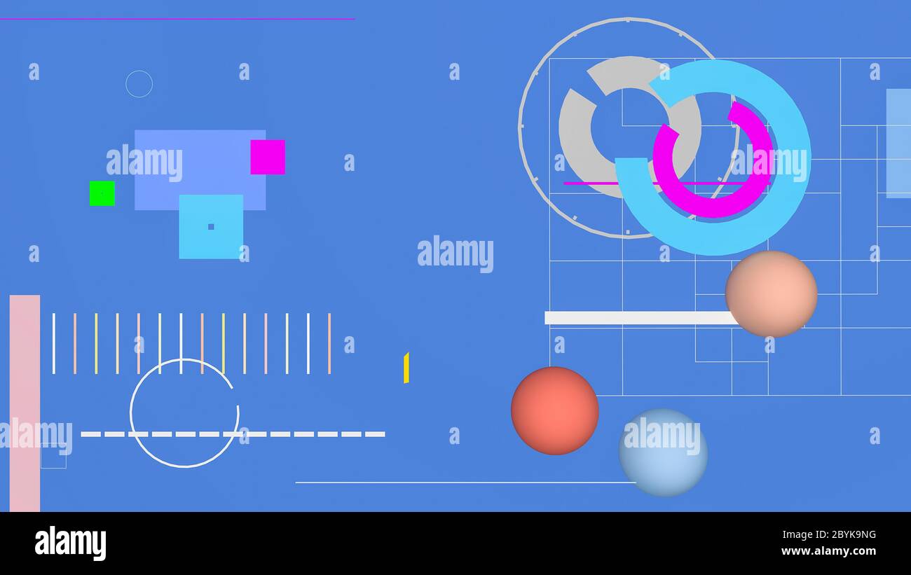 colage with geometric 3D and 2D shapes Stock Photo - Alamy