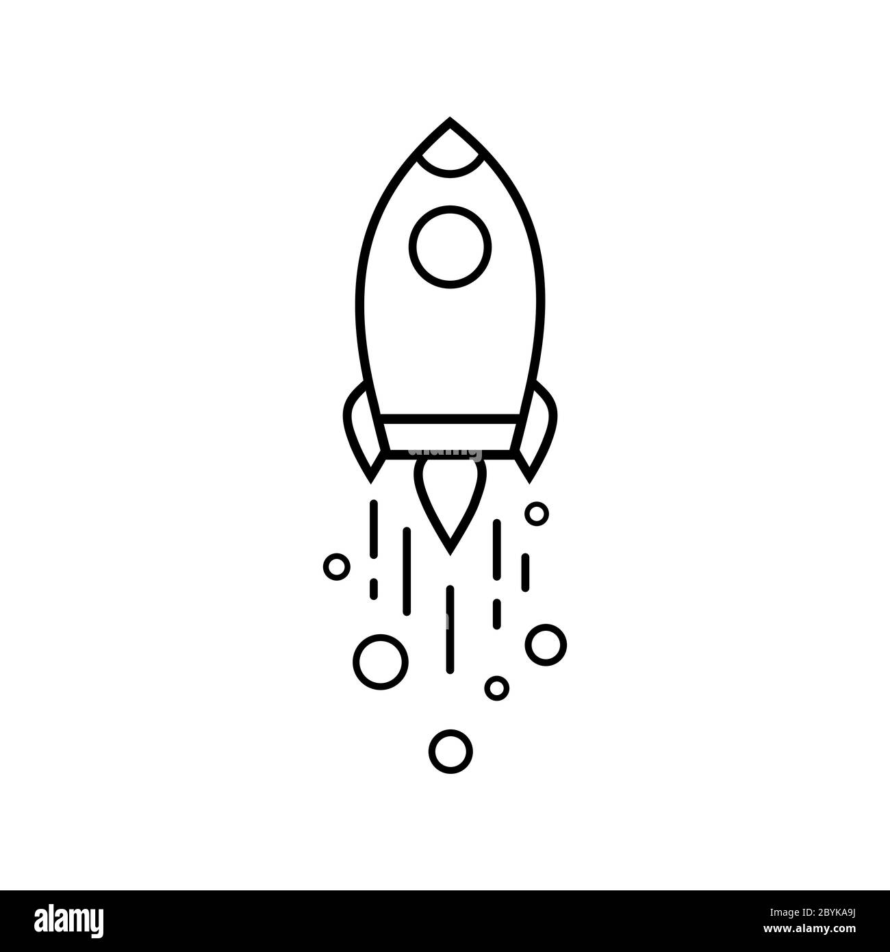 Line rocket or spaceship icon vector logo design black symbol isolated ...