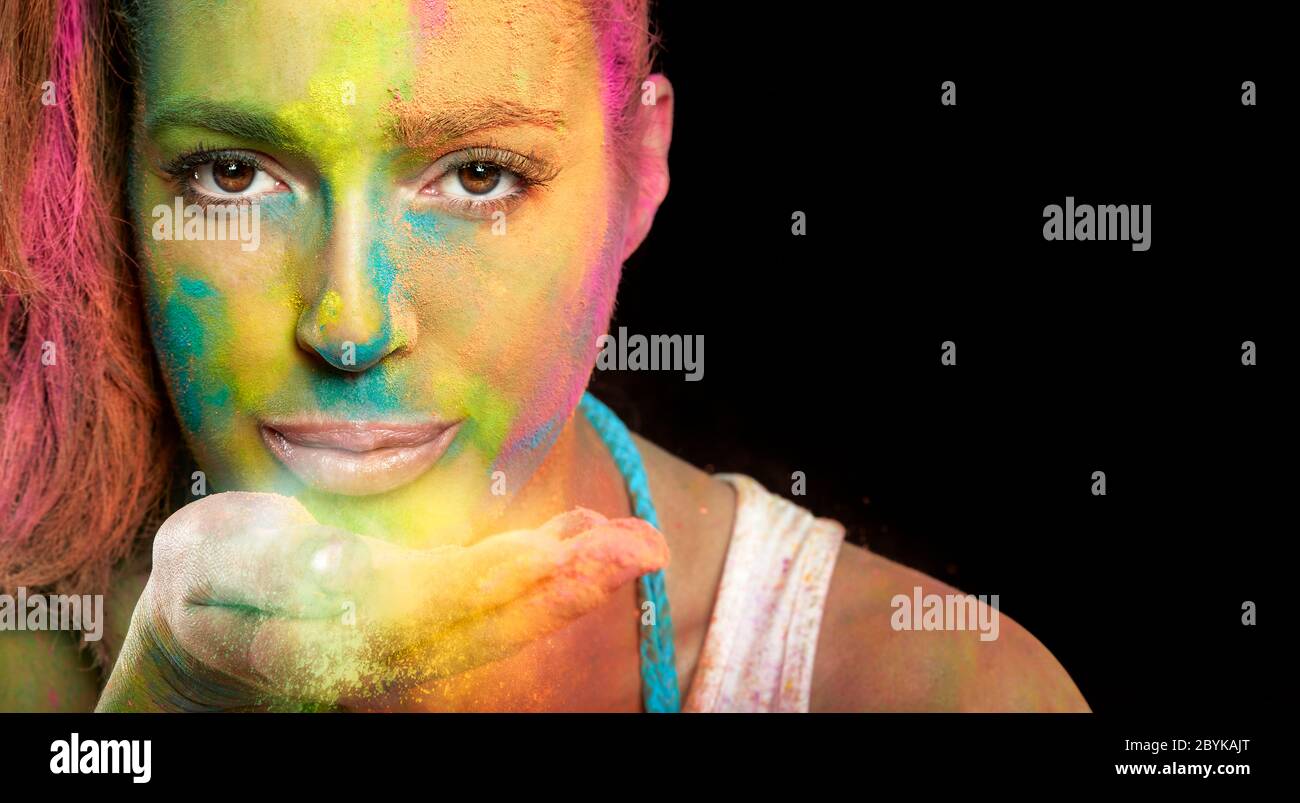 Rainbow face paint hi-res stock photography and images - Alamy