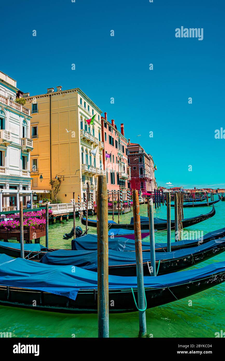 Magical view during sunset over Venice, channel and its historical ...
