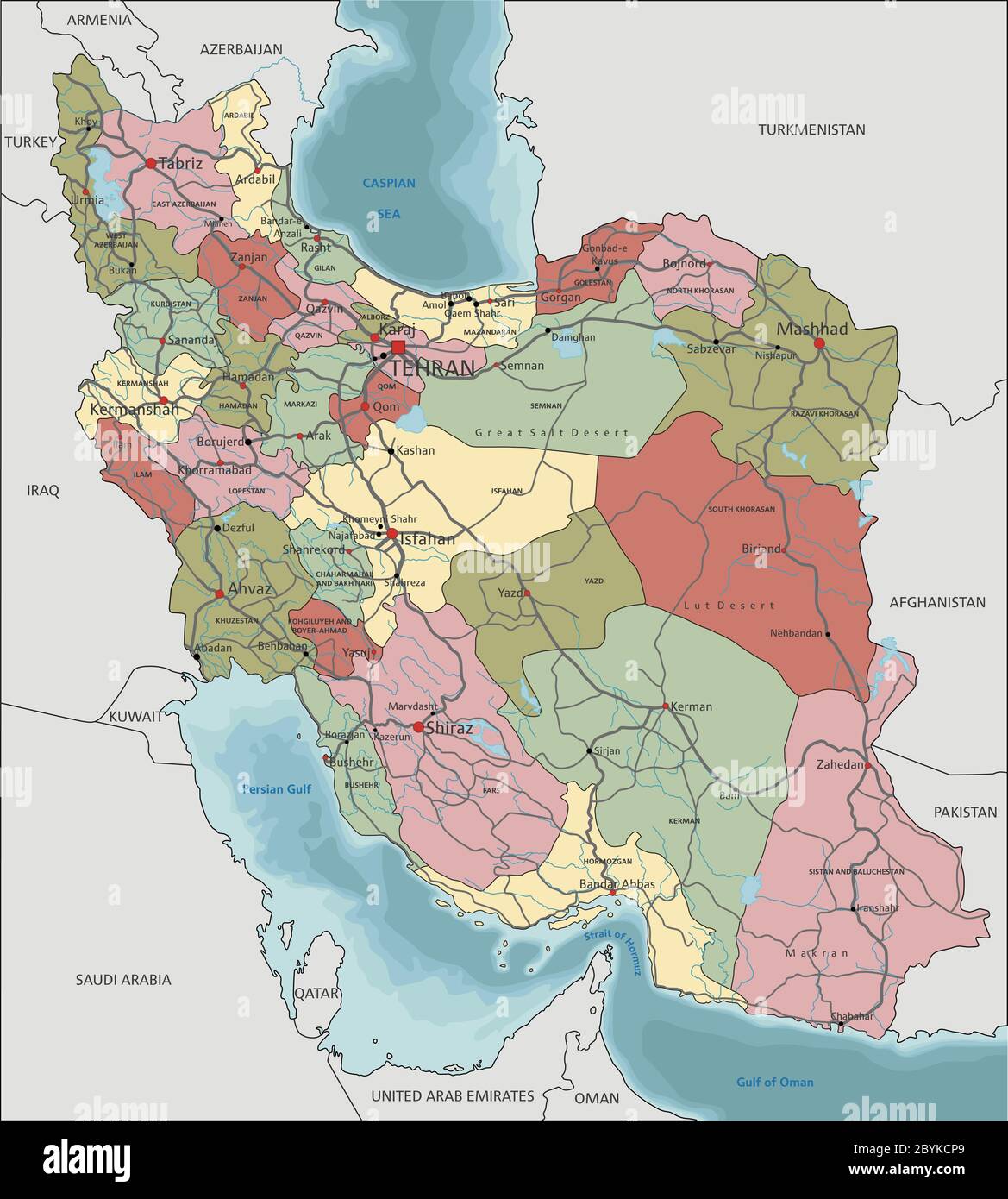 Detailed Political Map Of Iran Ezilon Maps
