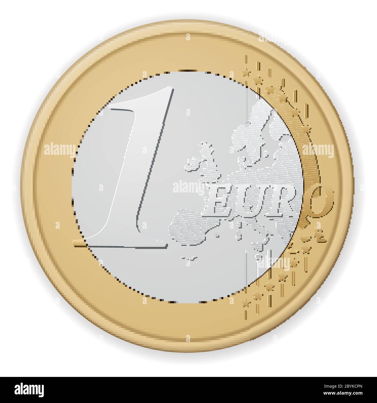 One euro coin on a white background. Vector illustration Stock Vector ...