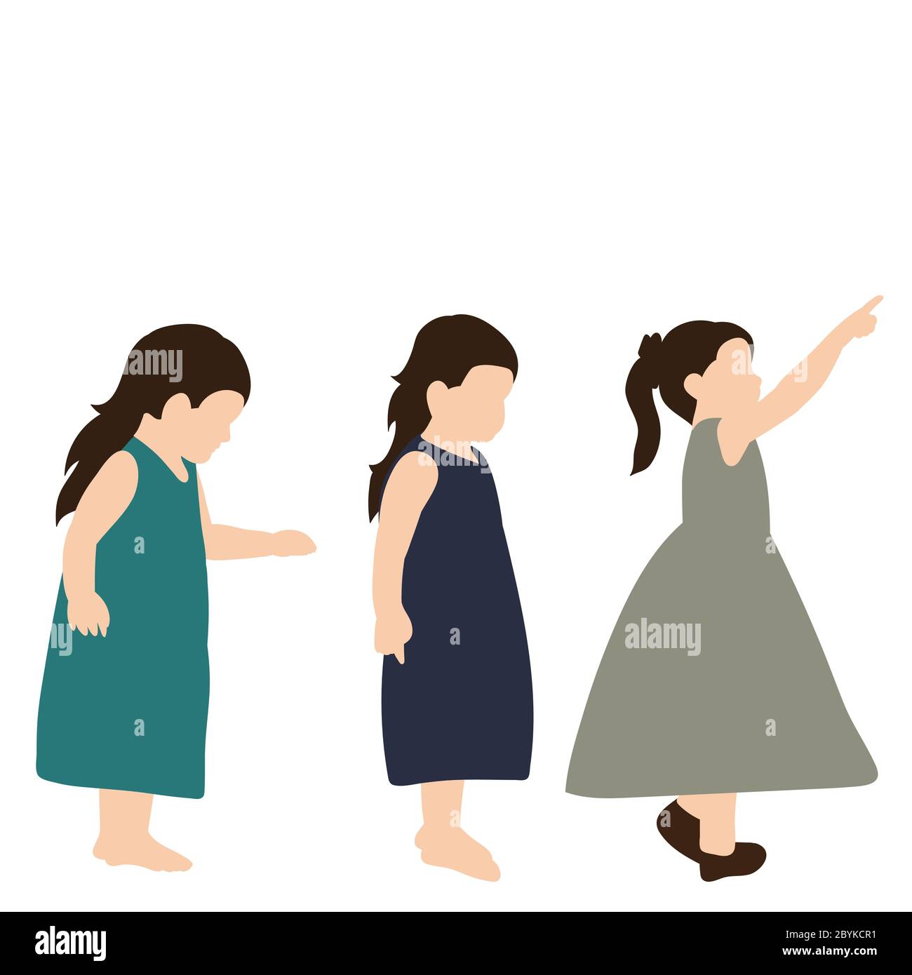 a flat style child little girl in a dress Stock Vector Image & Art - Alamy
