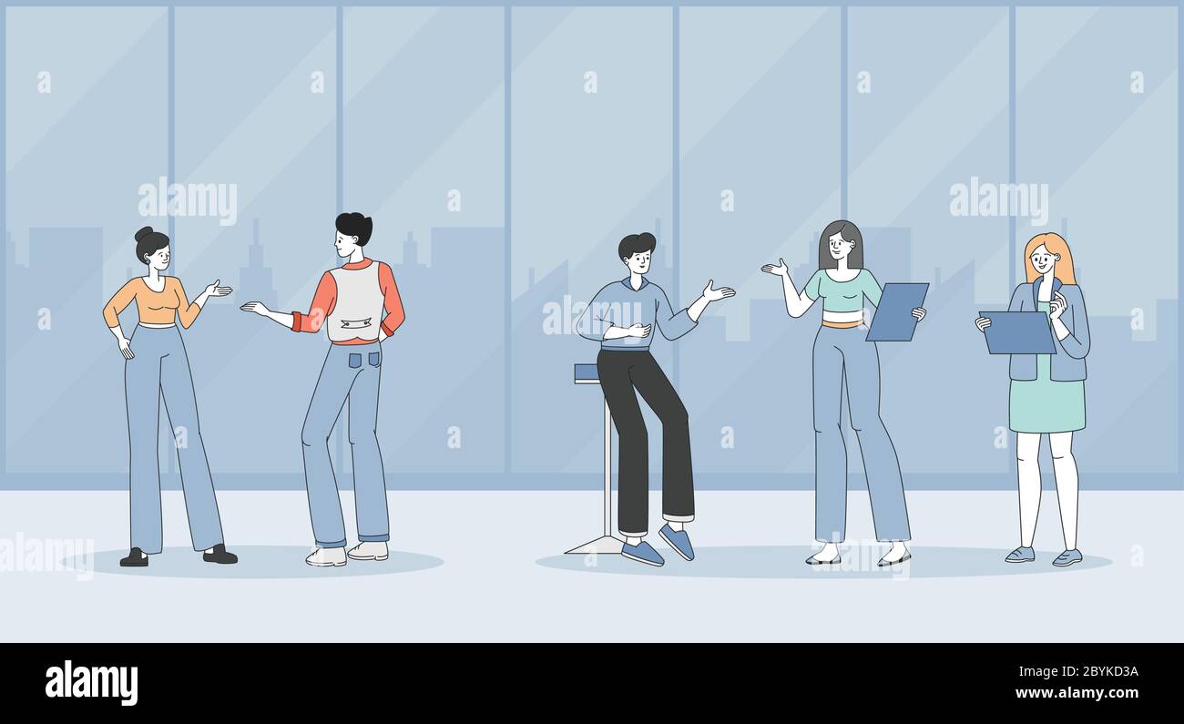 Young specialists during business meetings or coffee break at the ...