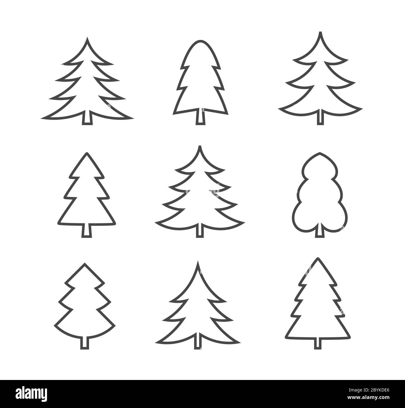Christmas trees line icons collection. Vector illustration Stock Vector ...