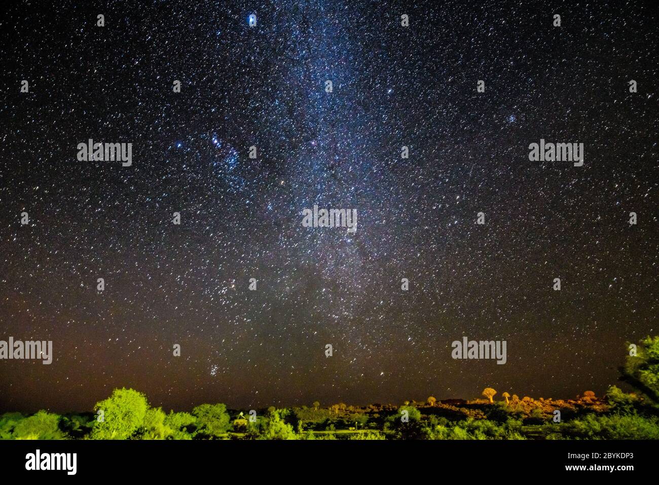 The Milky Way glowing in the night sky , Keetmanshoop, Namibia Stock ...