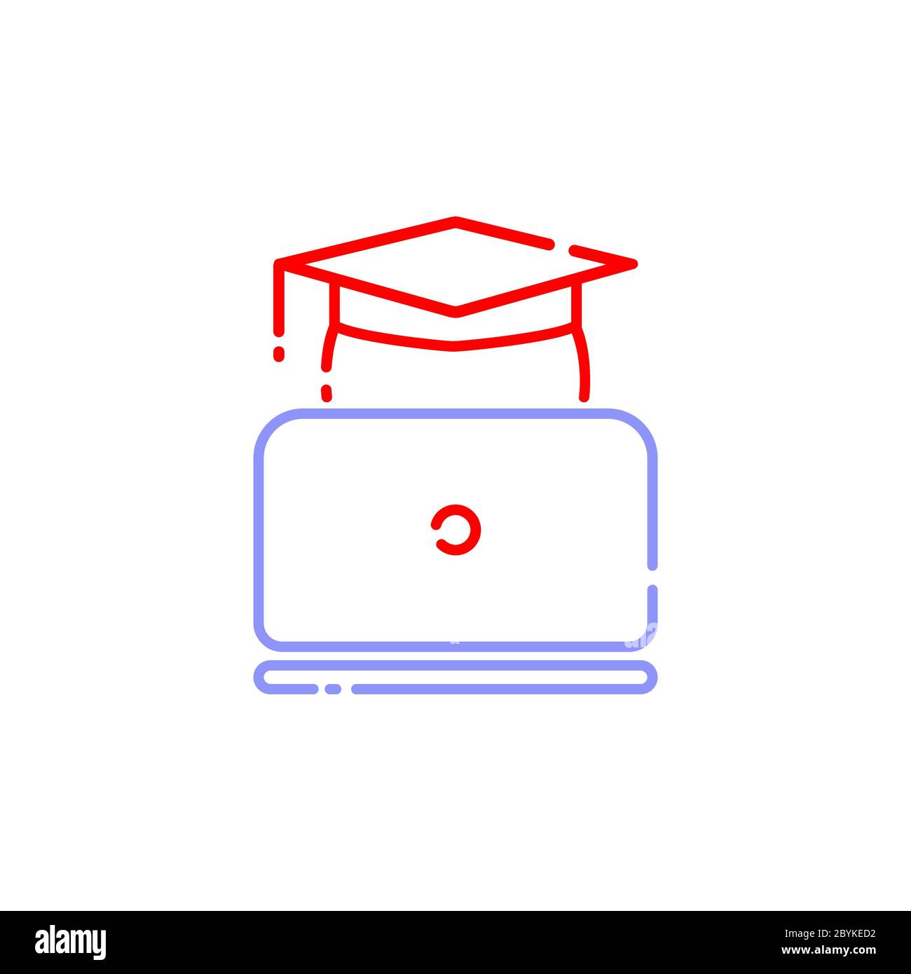 Student with laptop icon line in simple design on an isolated ...