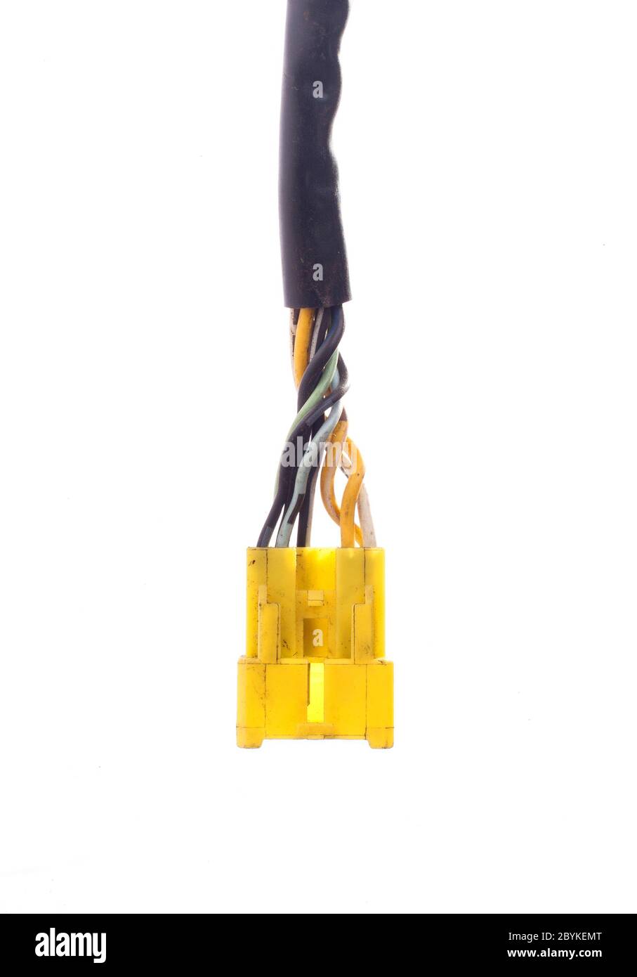 Yellow connection plug isolated Stock Photo - Alamy