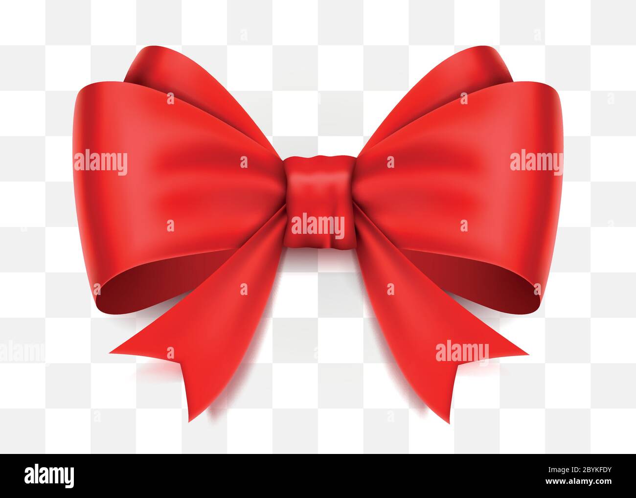 Realistic red bow isolated on transparent background. Vector ...
