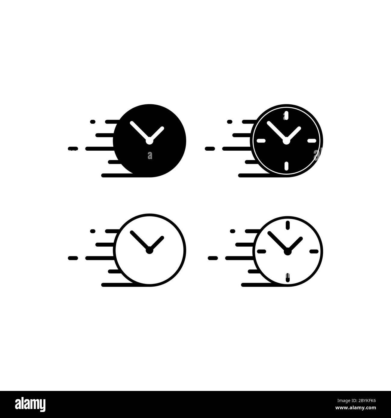 Clock time icons set in black on an isolated white background. EPS 10 ...