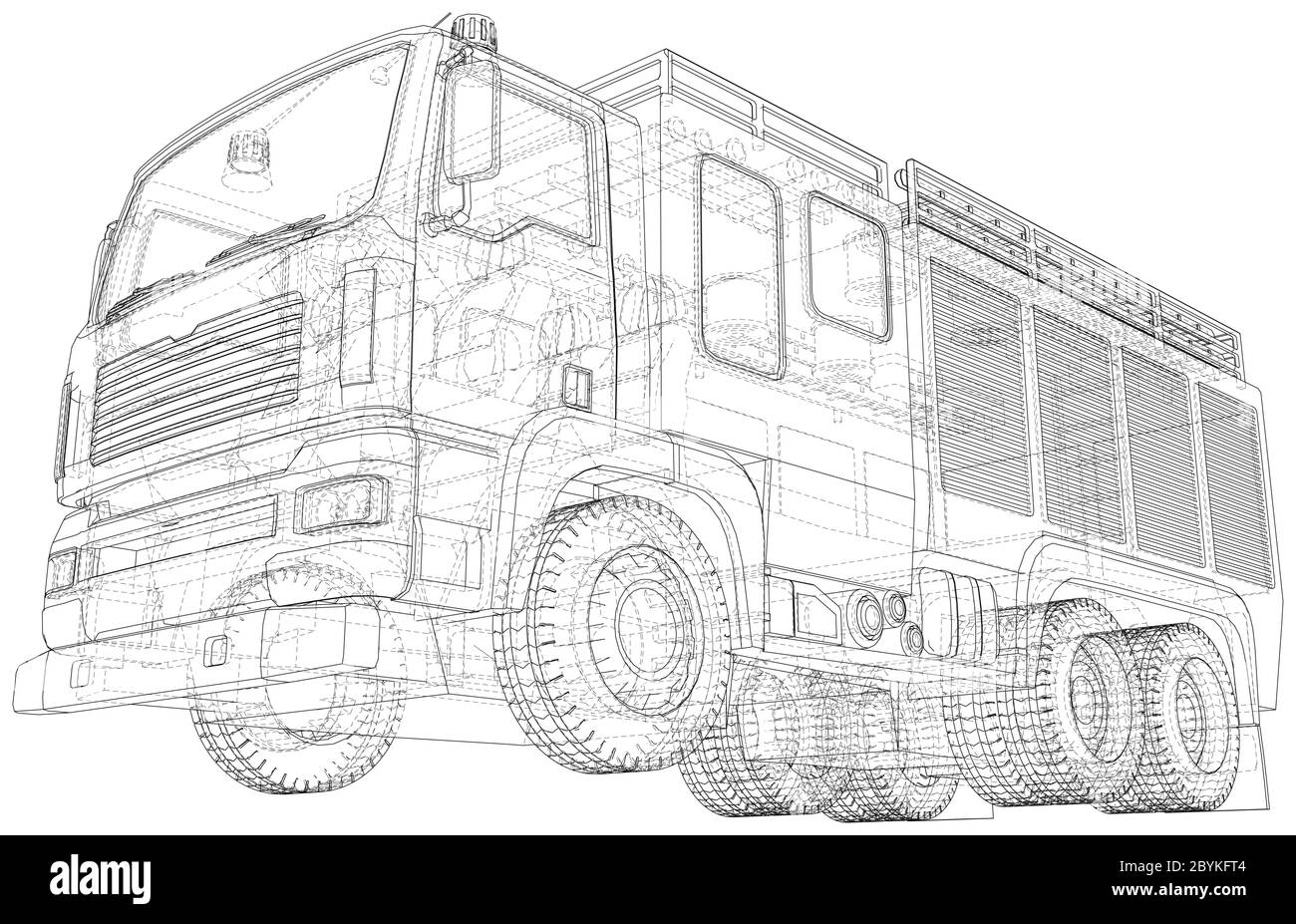Fire Engine vector. Fire truck. Wire-frame. The layers of visible and ...