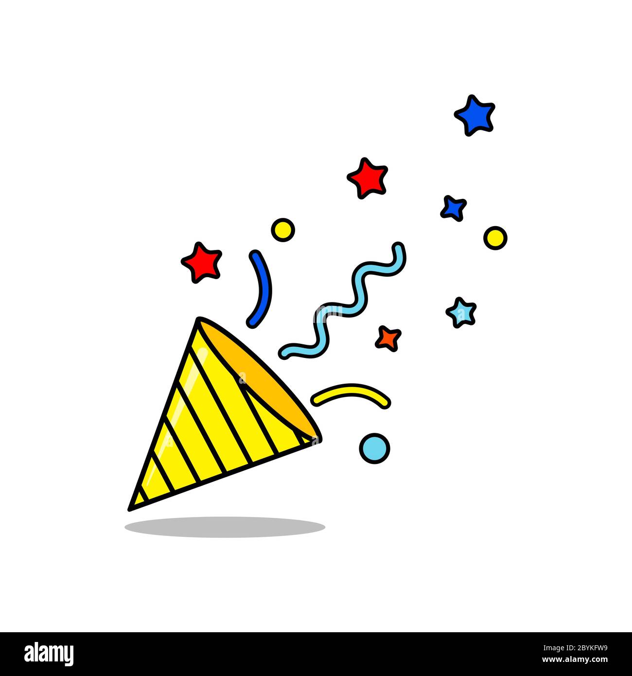 Confetti popper icon flat on isolated white background. EPS 10 vector ...