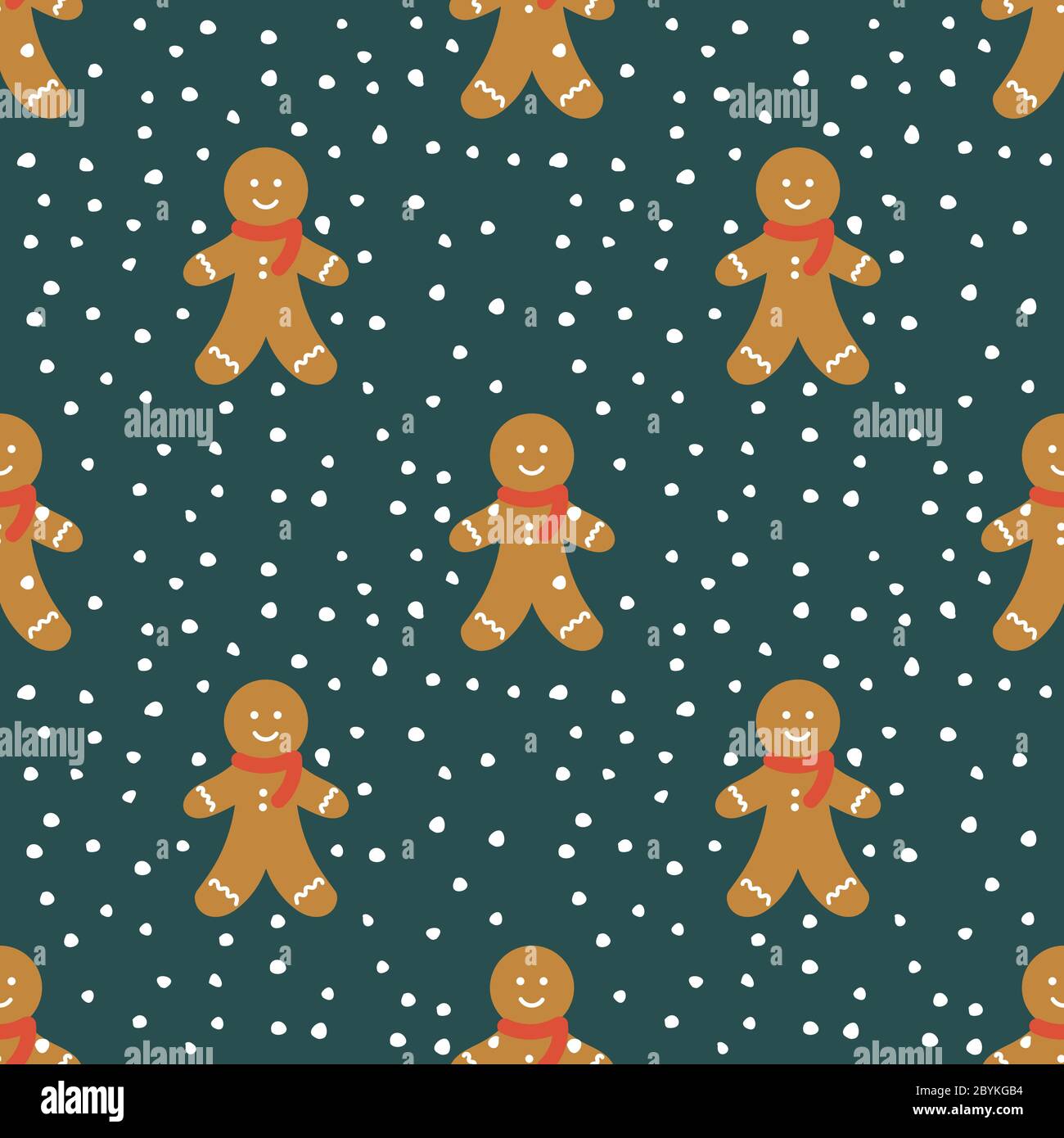 Winter Christmas gingerbread man seamless pattern. Vector illustration ...