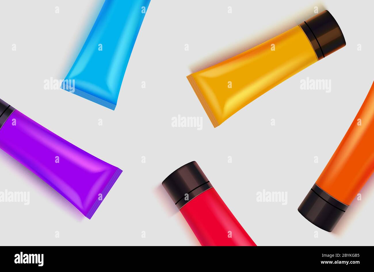 Set of colorful tubes. Acrylic painting or cosmetics concept. Artist or ...