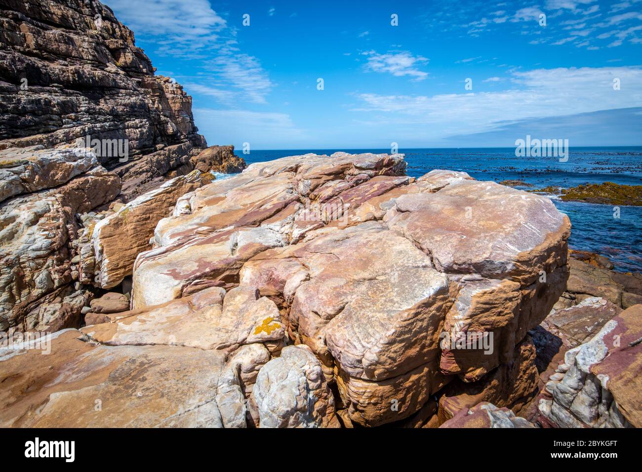 Water washing over the rocks at the coast of the Cape of Good Hope ...
