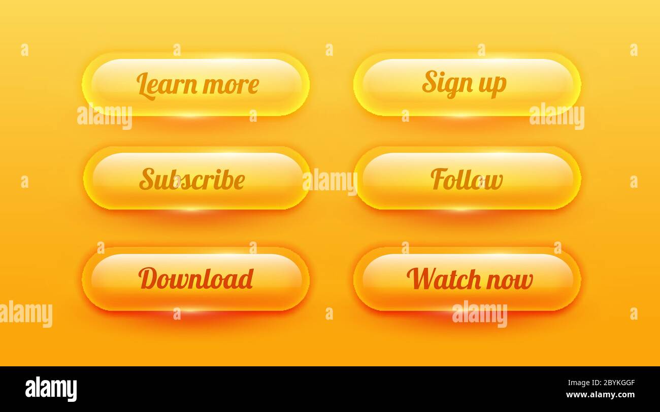 Transparent rounded shiny glass button collection. UI element. Vector ...