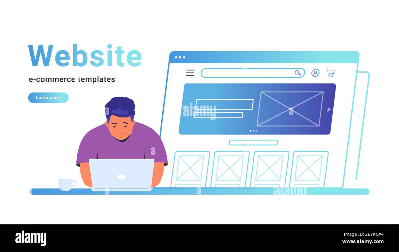 Website e-commerce template to create electronic store online Stock ...