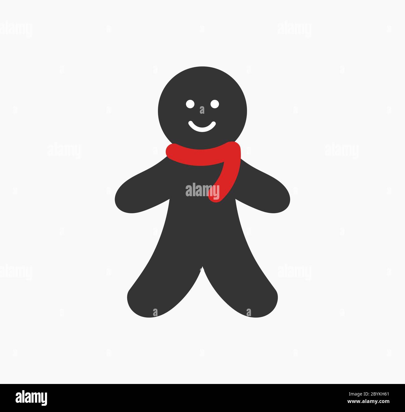 Gingerbread man in red scarf, cute Christmas icon. Vector illustration ...