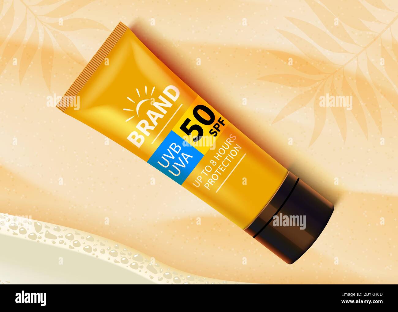 Sunblock ads template, sun protection cosmetic products design with ...