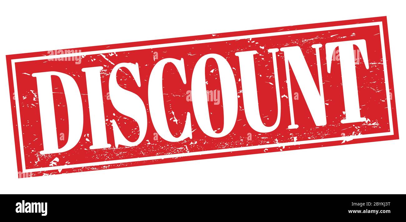 DISCOUNT red rectangle grungy stamp Stock Photo - Alamy