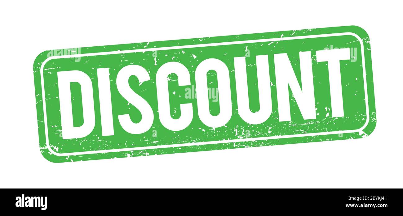 DISCOUNT green grungy rectangle stamp Stock Photo - Alamy