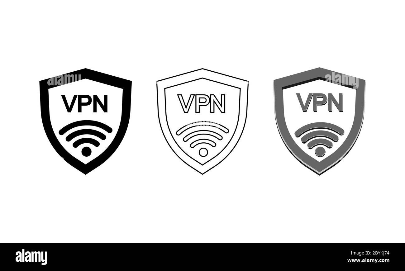 VPN safety shield icon set on isolated background for applications, web ...