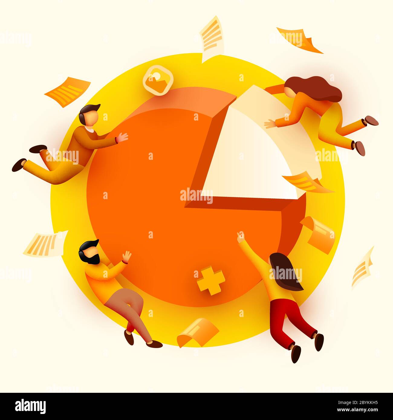 People interacting with charts and analysing statistics and data ...