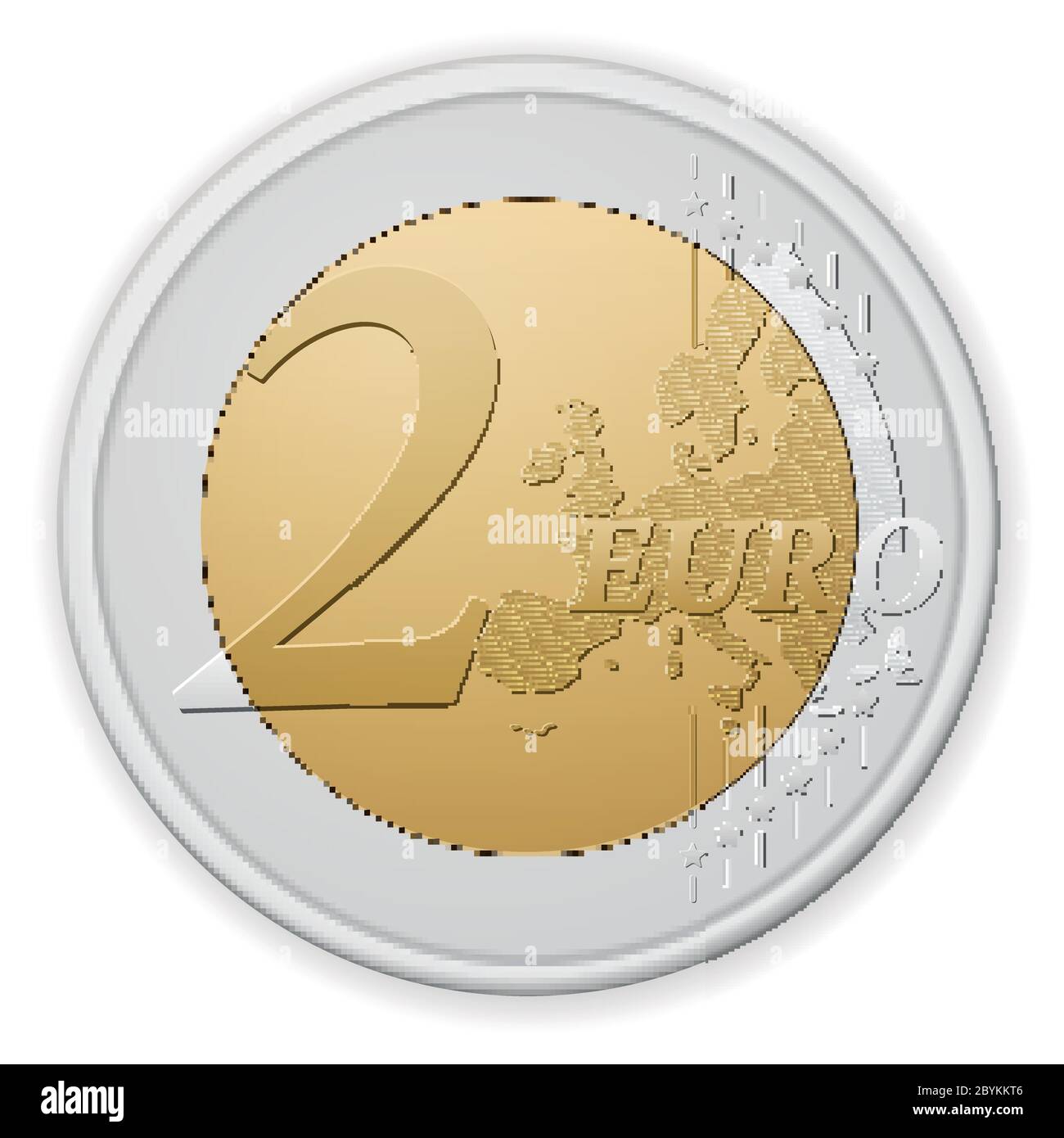 Two euro coin on a white background. Vector illustration Stock Vector ...