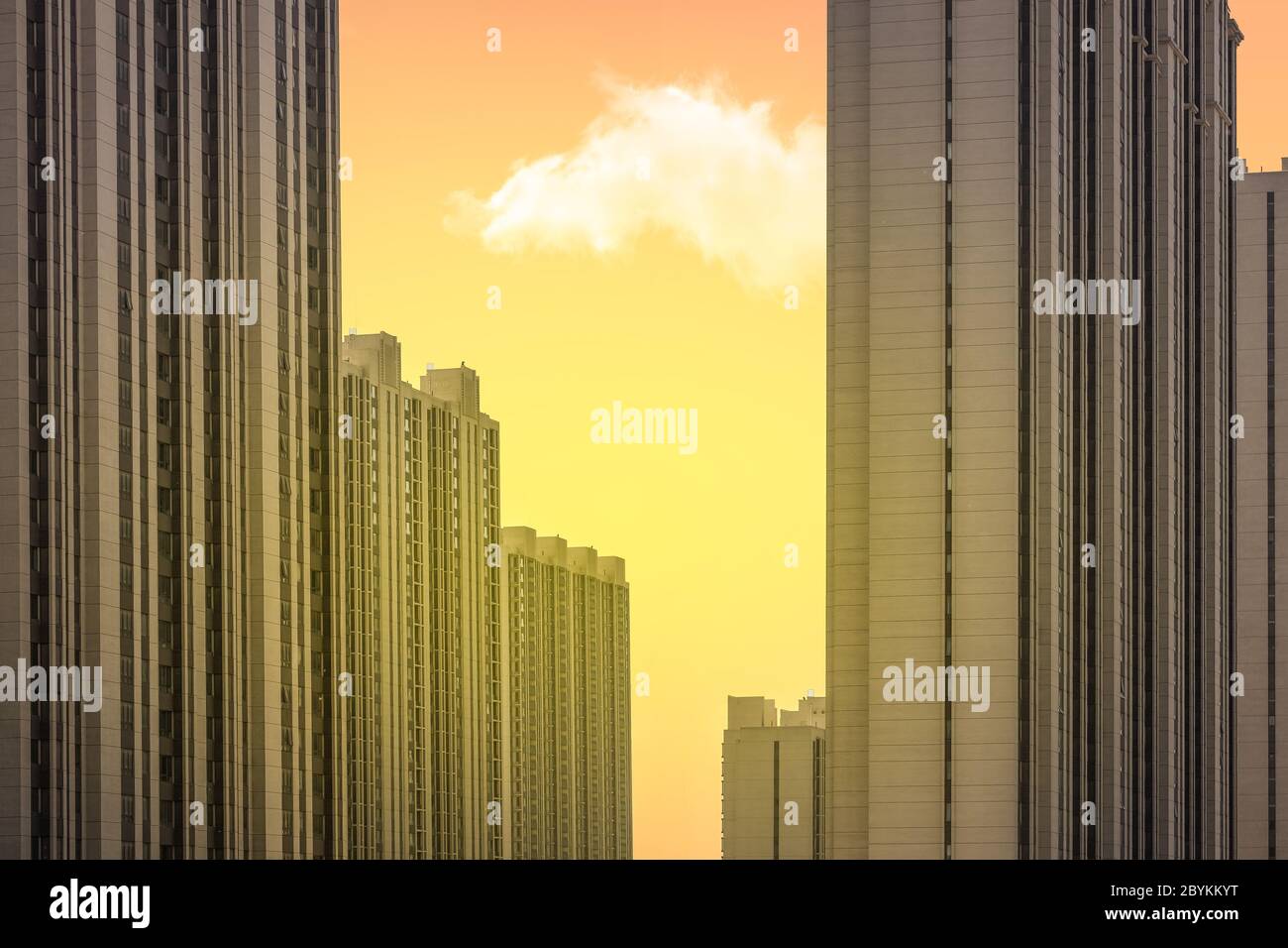 Beijing / China : Utilitarian Beijing modern architecture. Sunrise time ...