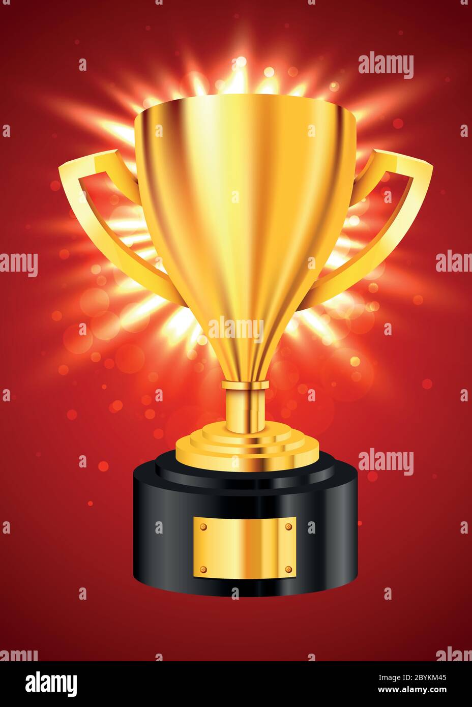 Realistic Golden Trophy with light beam. Vector Illustration Stock ...