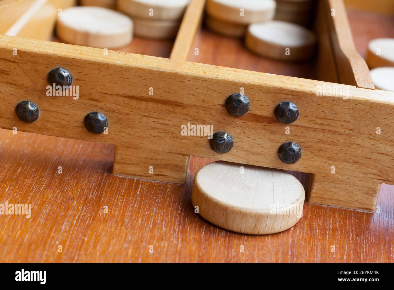 Typical dutch wooden boardgame - Sjoelen Stock Photo - Alamy